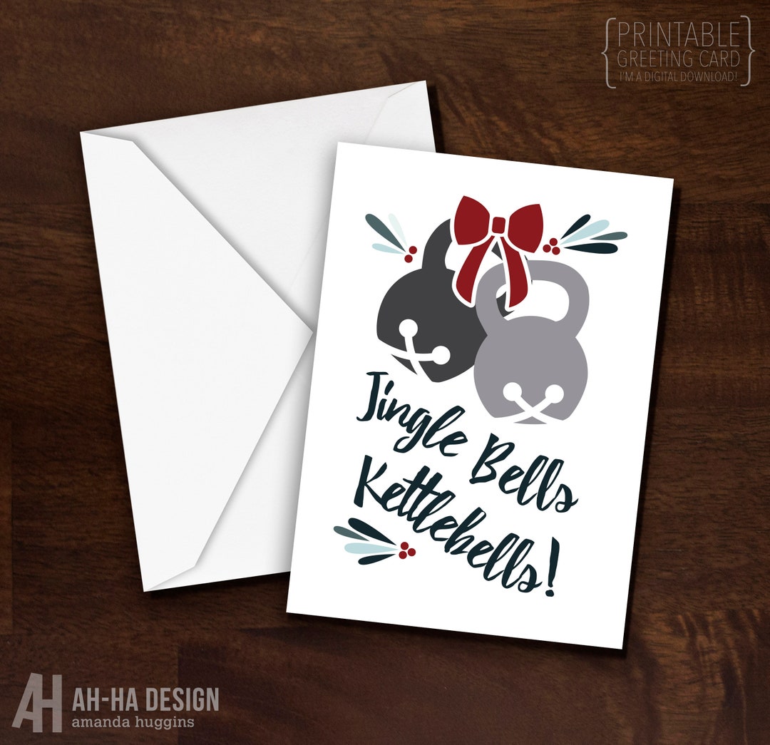 Jingle Bells Kettlebells Fitness Digital Download Card | Fitness Themed ...