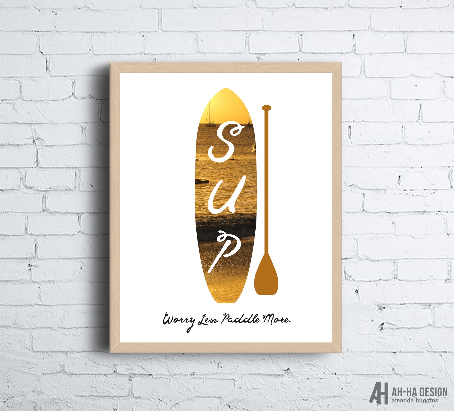 SUP Stand up Paddle Boarding Printable Wall Art SUP Worry - Etsy