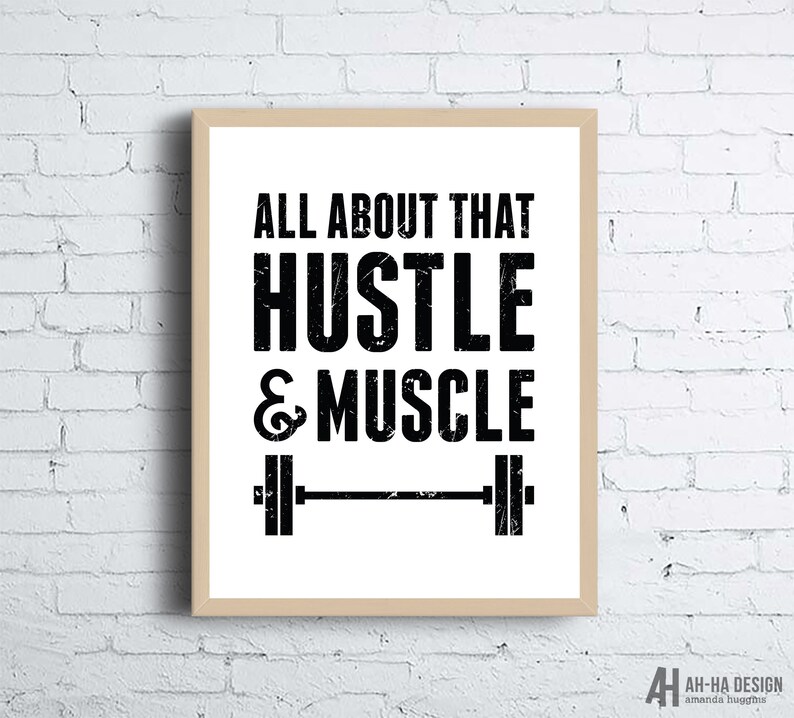 Hustle and Muscle Motivational Fitness Printable Wall Art - Etsy