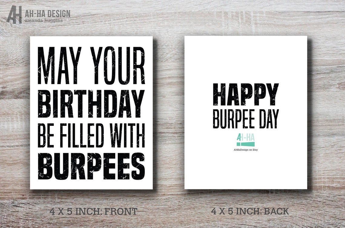 Funny Fitness Burpee Birthday Printed Greeting Card | Etsy