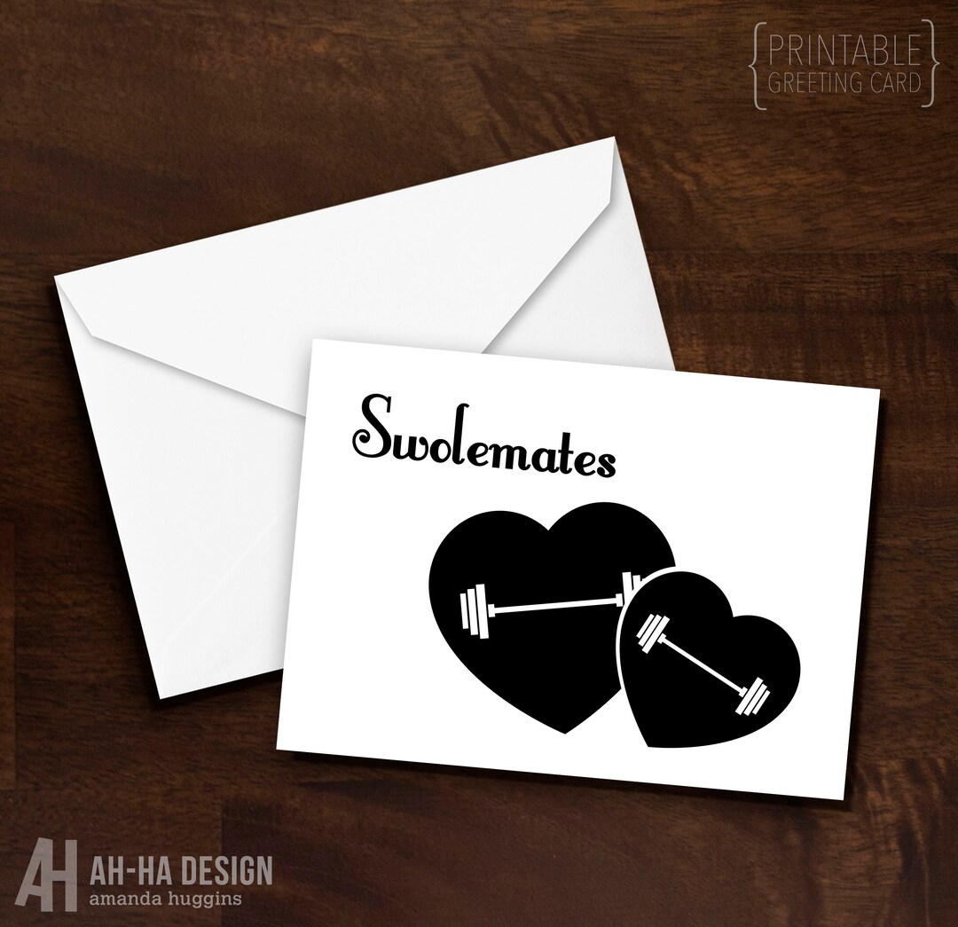 Swolemates Fitness Couple Digital Download 5 X 7 Printable Greeting ...
