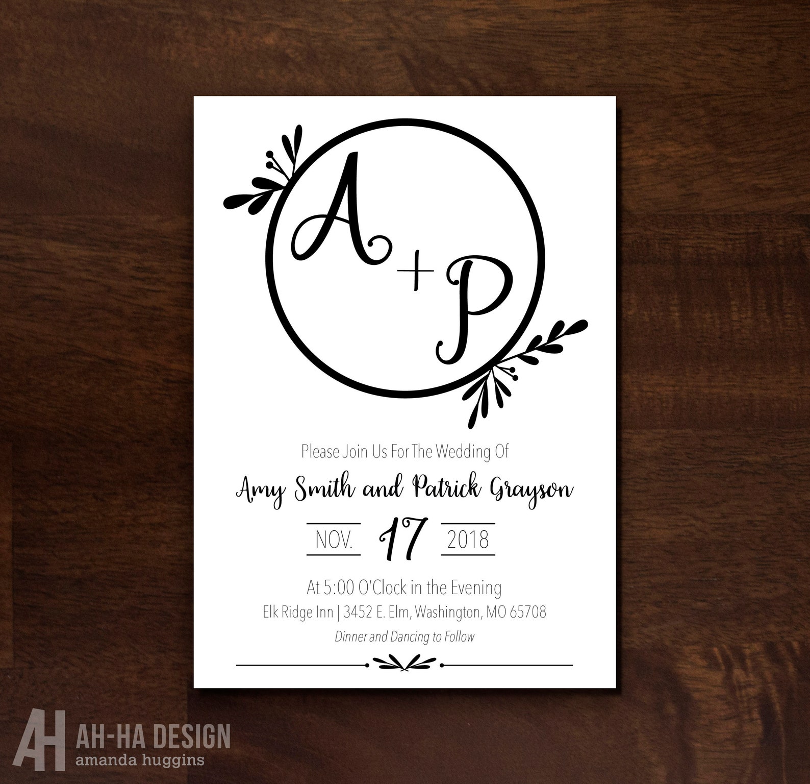 Illustrated Circular Floral Wedding Invitation Digital - Etsy