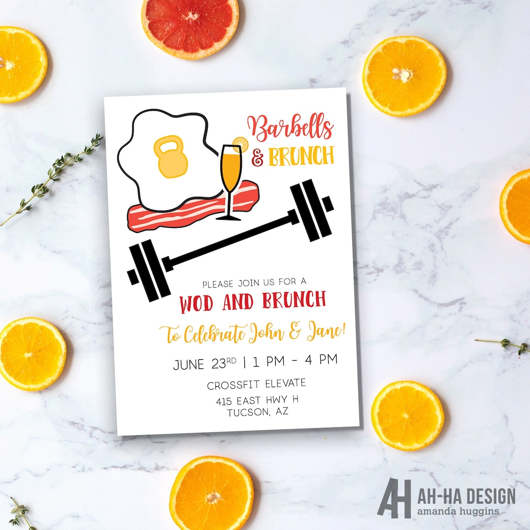 Barbells and Brunch Fitness Themed Party Printable 5 X 7 Invitation - Etsy