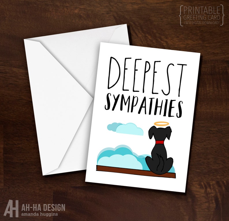 Dog Sympathy Card: Illustrated Pet Loss Greeting Card (digital Download ...