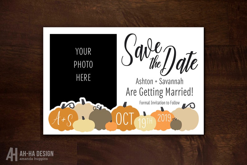 Fall Pumpkin Save The Date Printable Invitation Autumn | Etsy