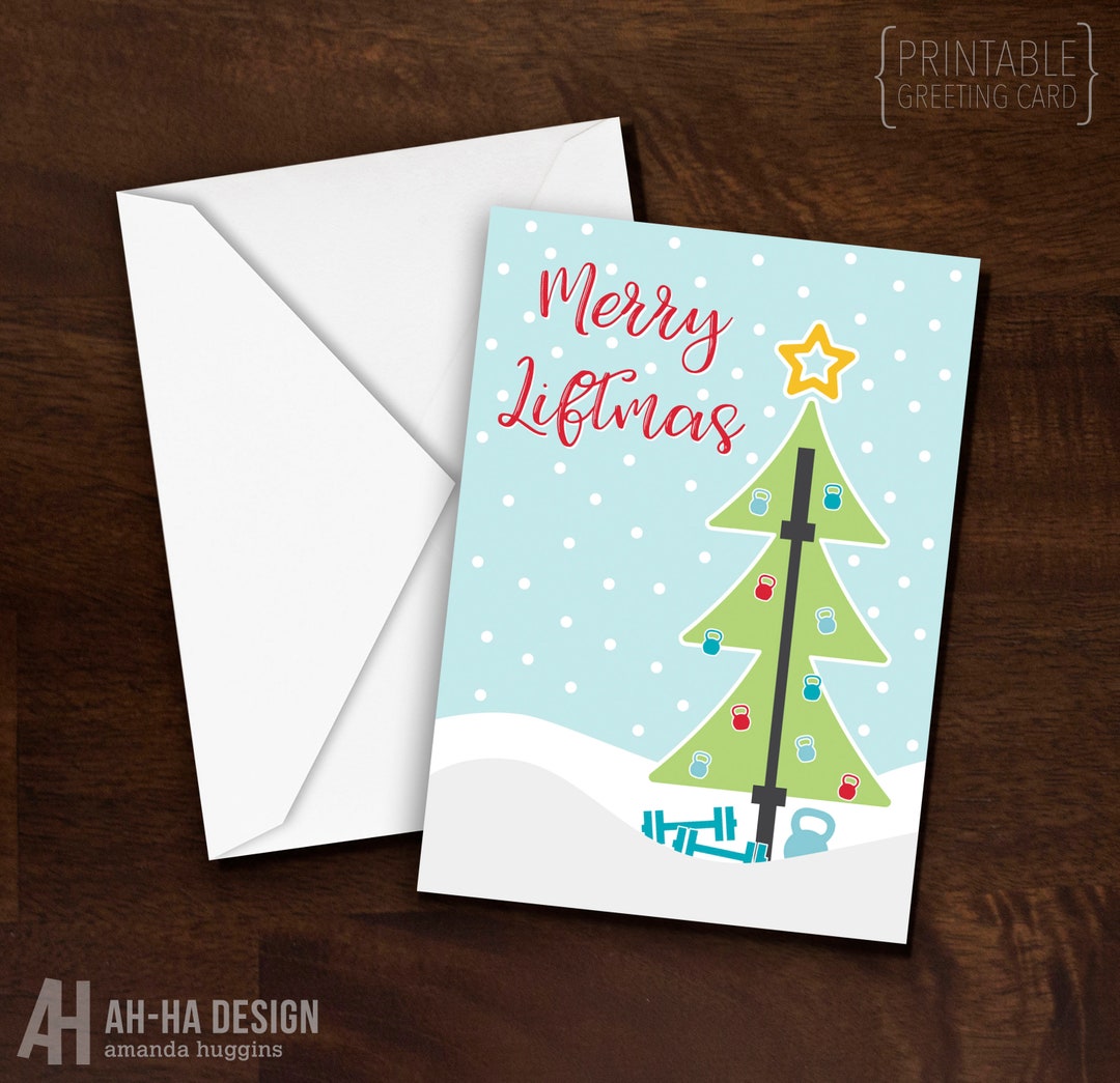 Merry Liftmas Fitness Tree Printable Greeting Card - Etsy