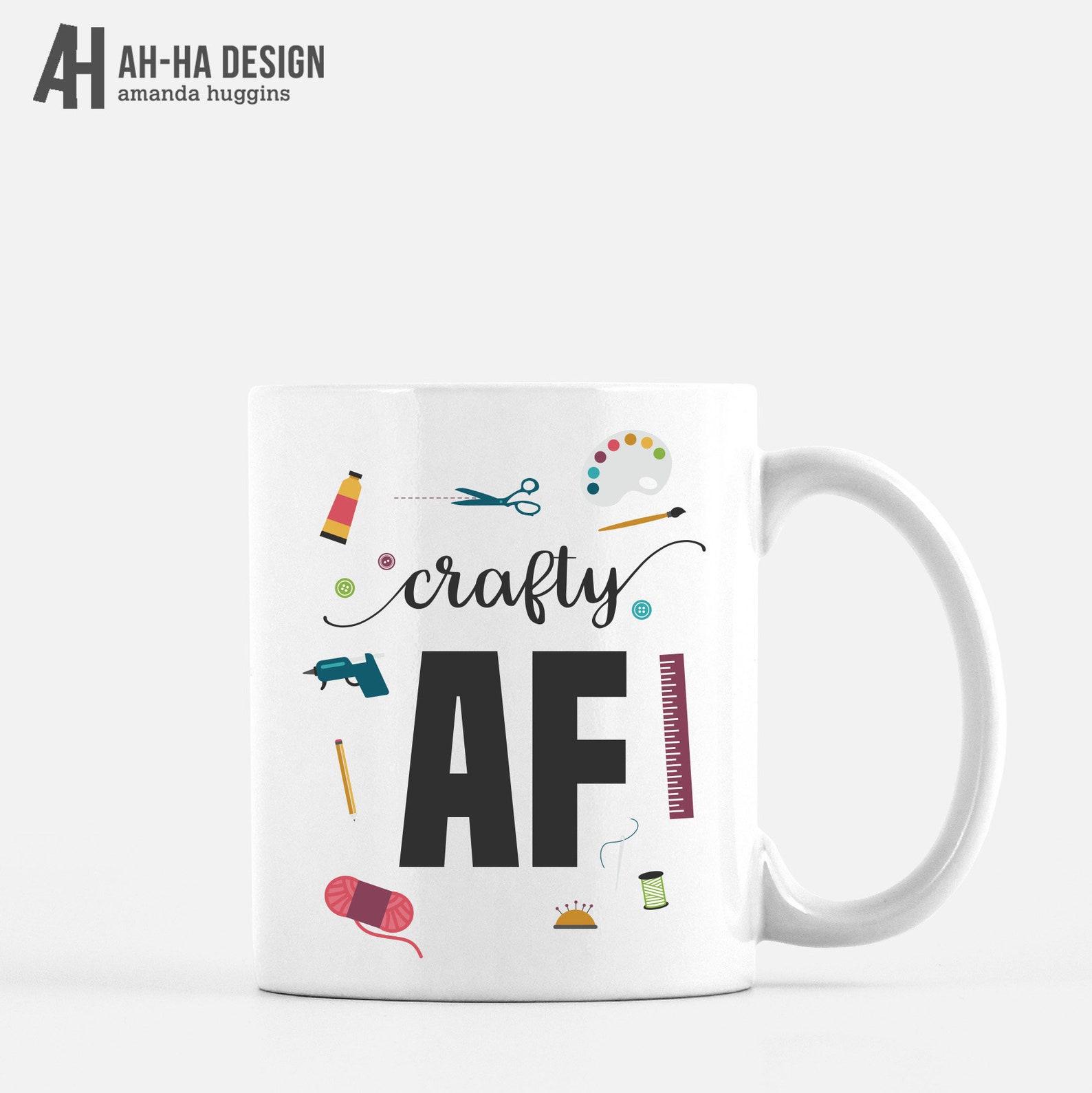 Crafty AF Funny Crafter Coffee Mug | Craft Lover Illustrated Mug - Etsy