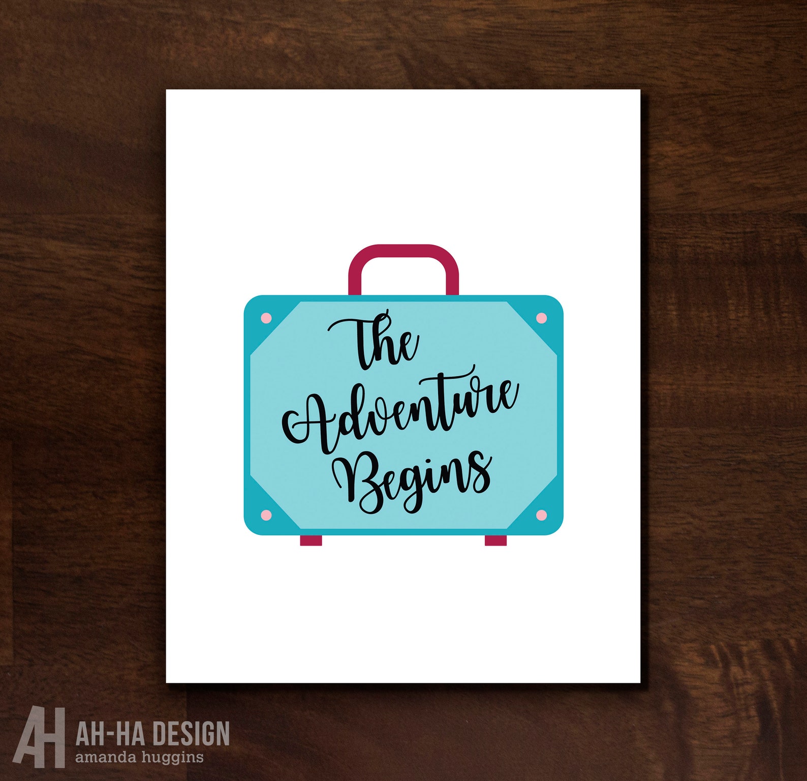 The Adventure Begins Suitcase Printable Party Sign Going | Etsy