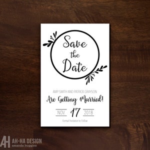 Illustrated Circular Floral Wedding Invitation Digital - Etsy