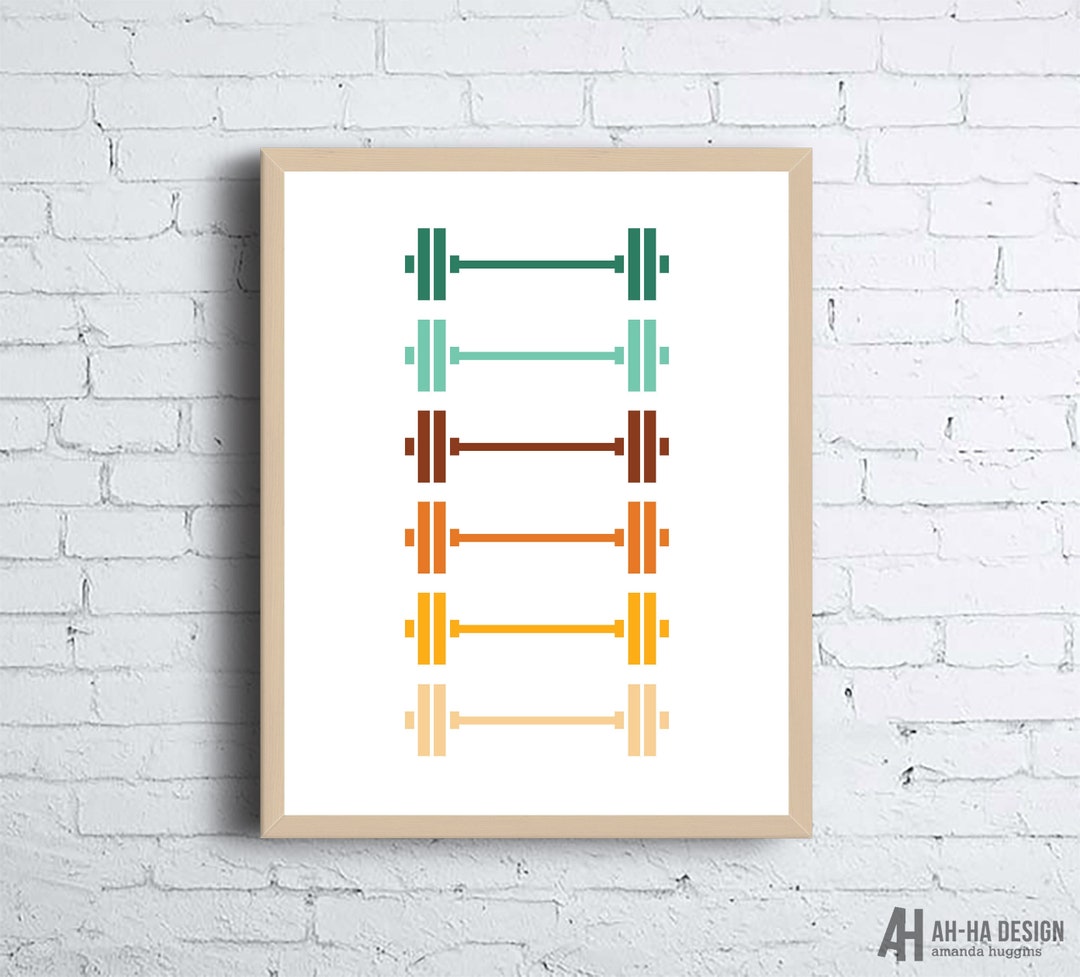 Retro Barbell Fitness Printable Gym Wall Art - Etsy