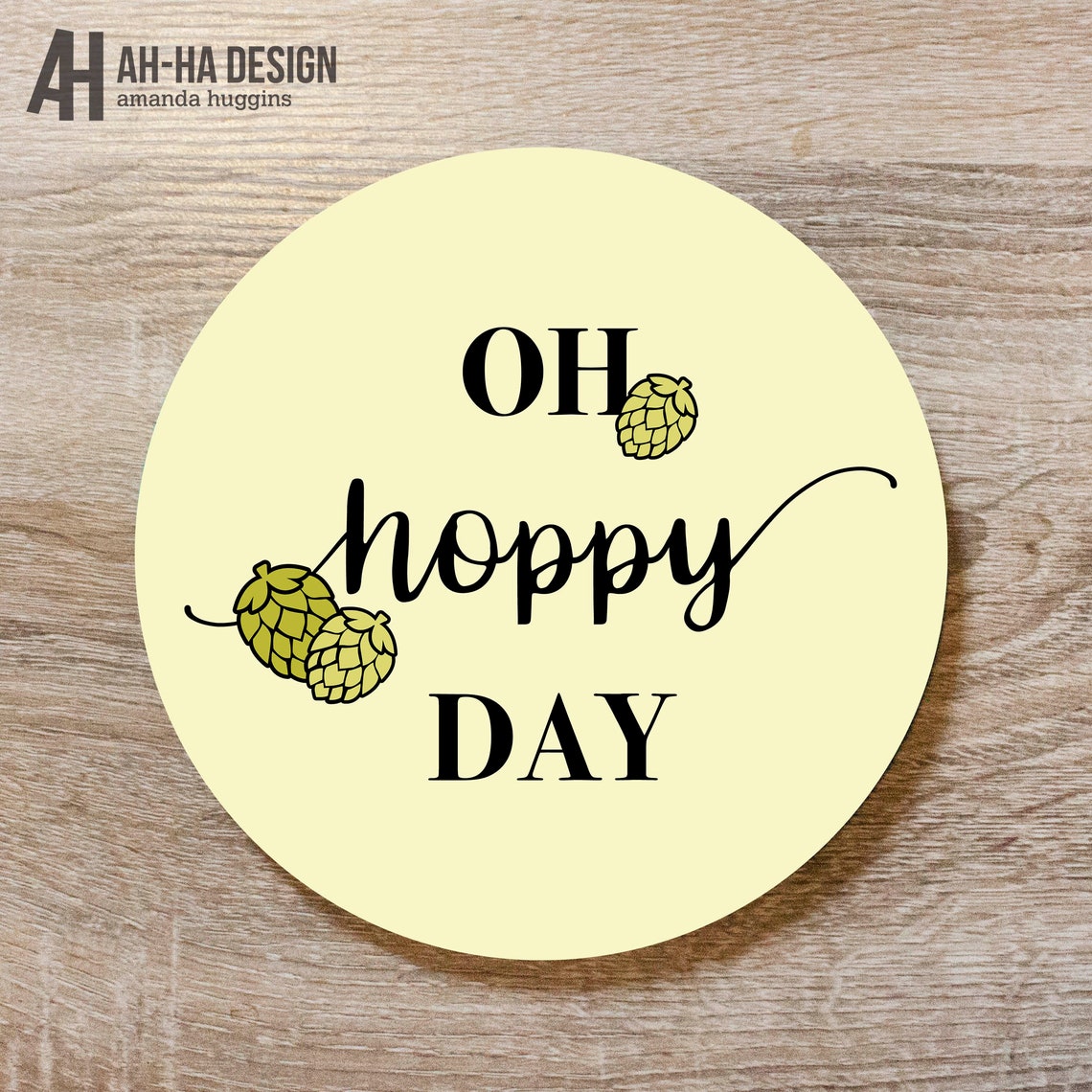Oh Hoppy Day Beer Pun Round Mousepad Beer Lover Hops | Etsy