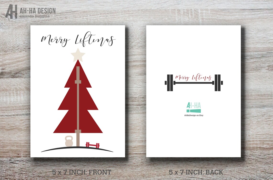 Merry Liftmas Greeting Card Fitness Tree Printed Card | Etsy