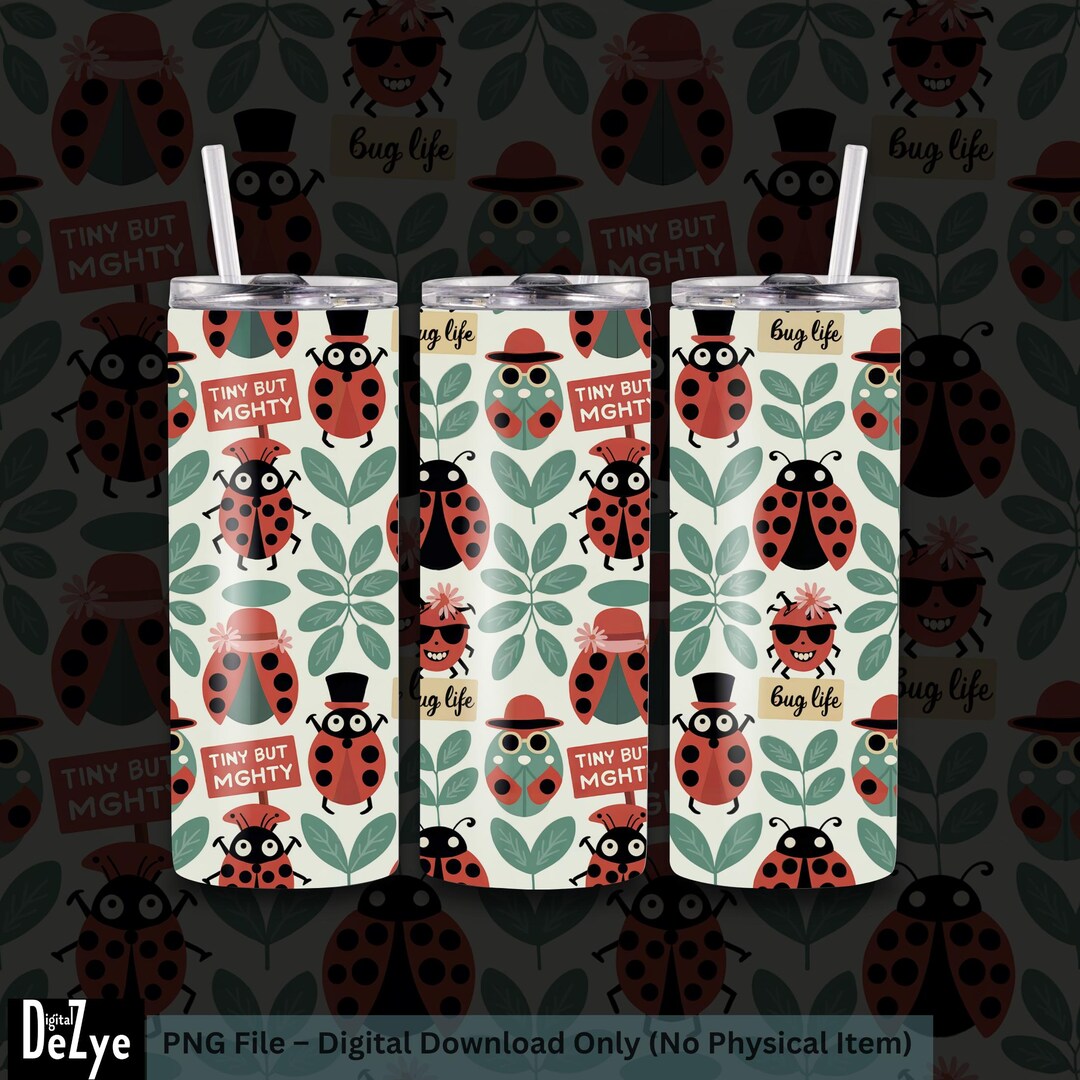 Ladybug Tumbler 20oz – Cute Bug Character Cup – Seamless Stainless ...