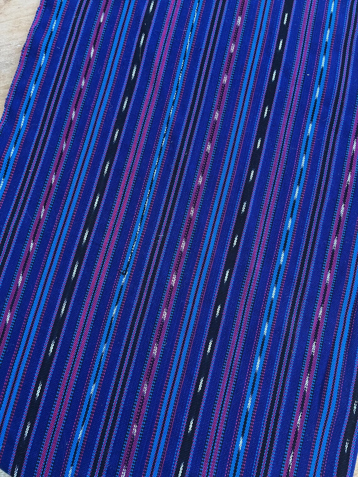 Guatemalan Ikat Fabric - Blue and Purple Accent Stripes - Etsy
