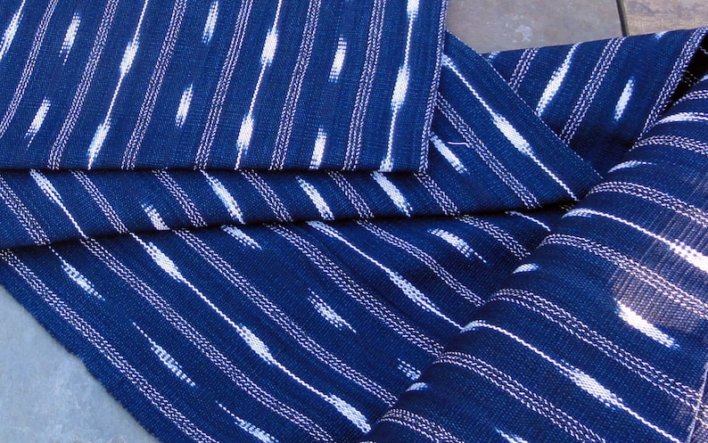 Guatemalan Ikat Fabric - Indigo and White - Etsy