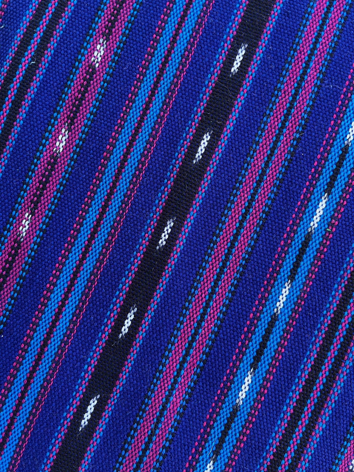 Guatemalan Ikat Fabric - Blue and Purple Accent Stripes - Etsy