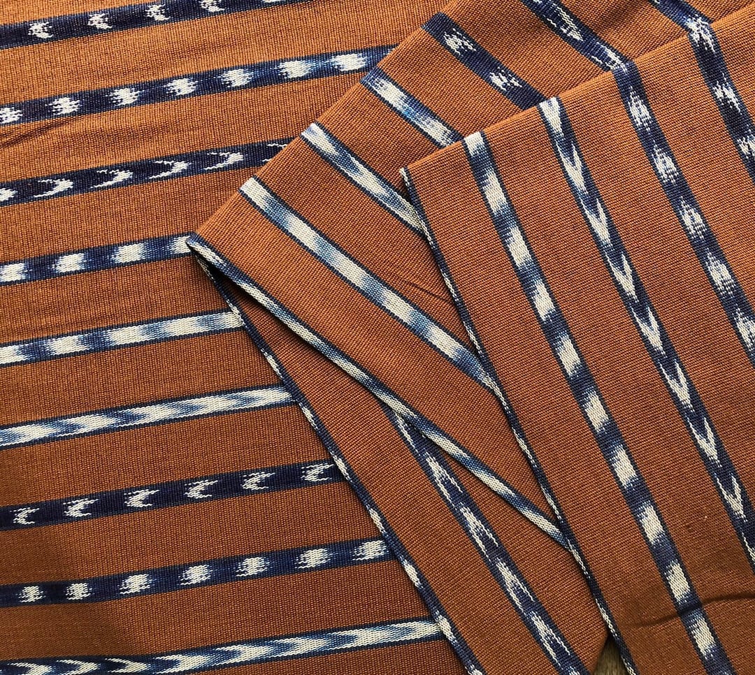 Guatemalan Ikat Fabric Cafe and Indigo Blue Stripes - Etsy