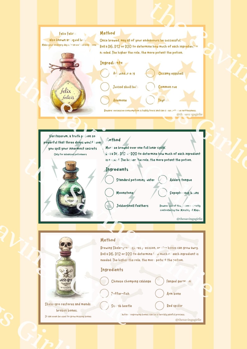 Advanced Potion Making HP Savings Challenge - Etsy