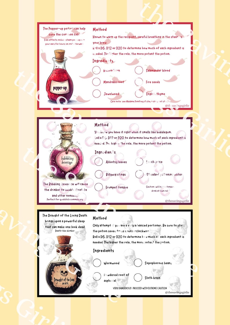 Advanced Potion Making HP Savings Challenge - Etsy