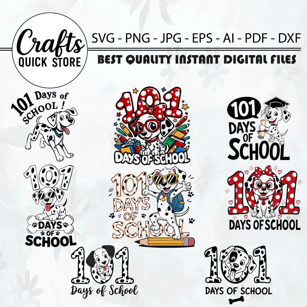101 Days of School Png Bundle, 101 Days of School Dalmatian Png, I ...