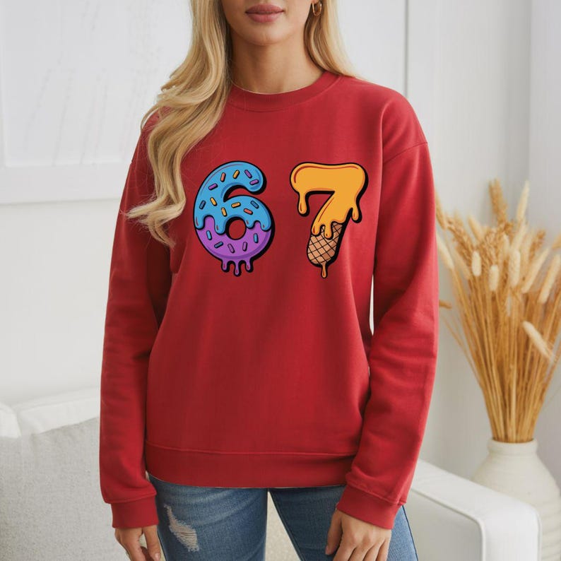67 Ice Cream Drip SVG Png,meme Funny Six Seven Gen Alpha Slang Svg ...