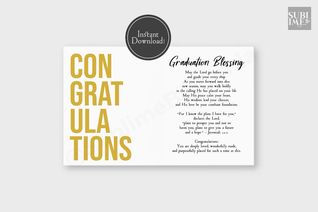 Christian Graduation Card: Bible Verse Blessing, Faith-based (digital ...