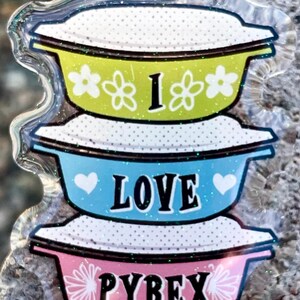 PIN I Love Pyrex Casseroles Theme Acrylic With Glitter - Etsy