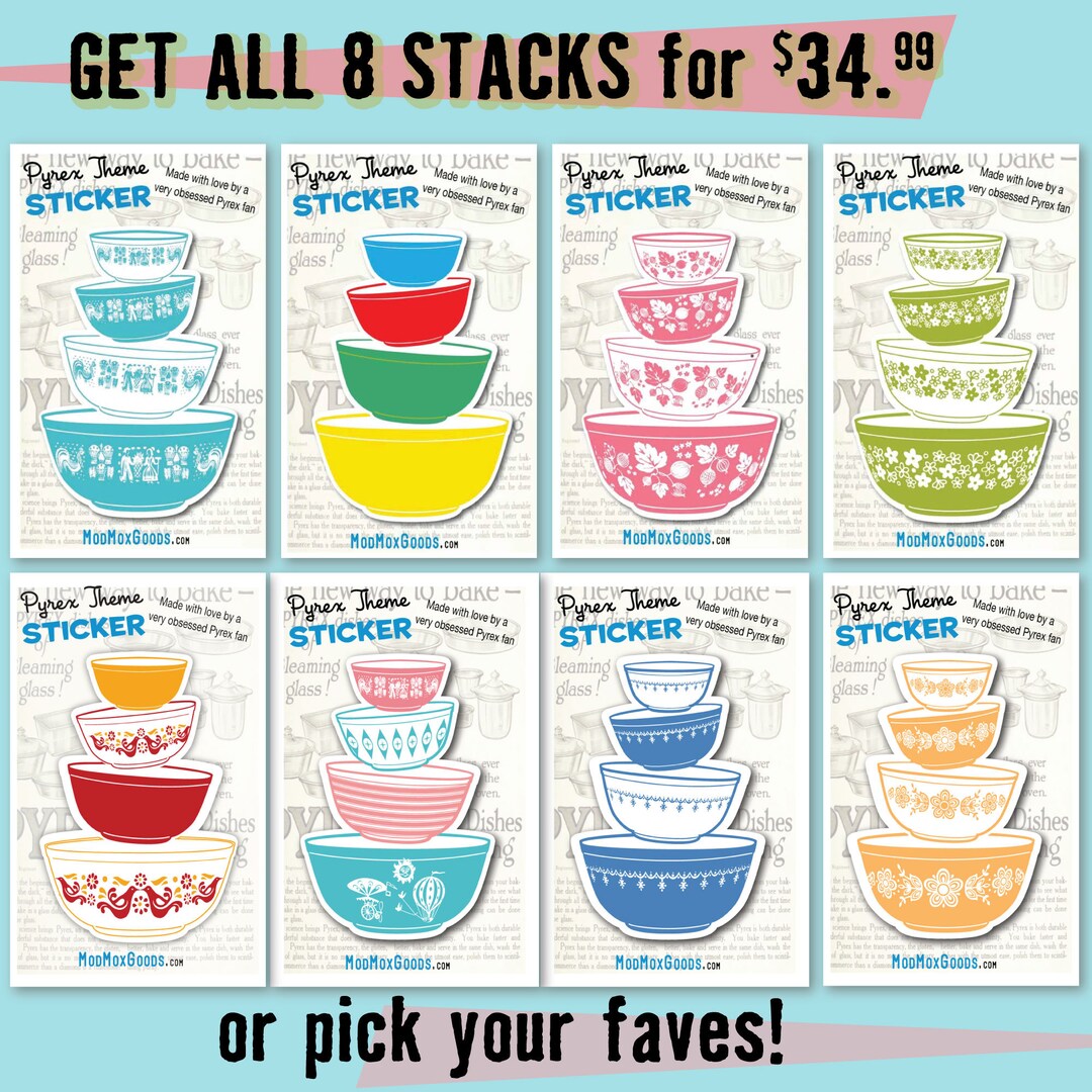 Pyrex Bowl Stacks Sticker Choose One or More or All 8 for Just 35 - Etsy