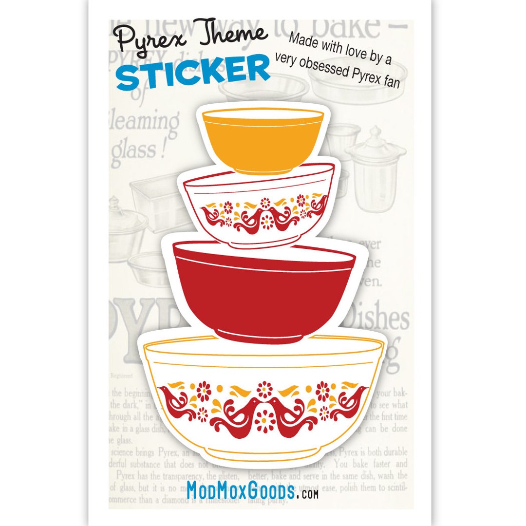 Pyrex Friendship Pattern Bowls Stack Theme STICKER 3 Inch Sticker Hi ...