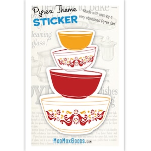 Pyrex Friendship Pattern Bowls Stack Theme STICKER 3 Inch Sticker Hi ...
