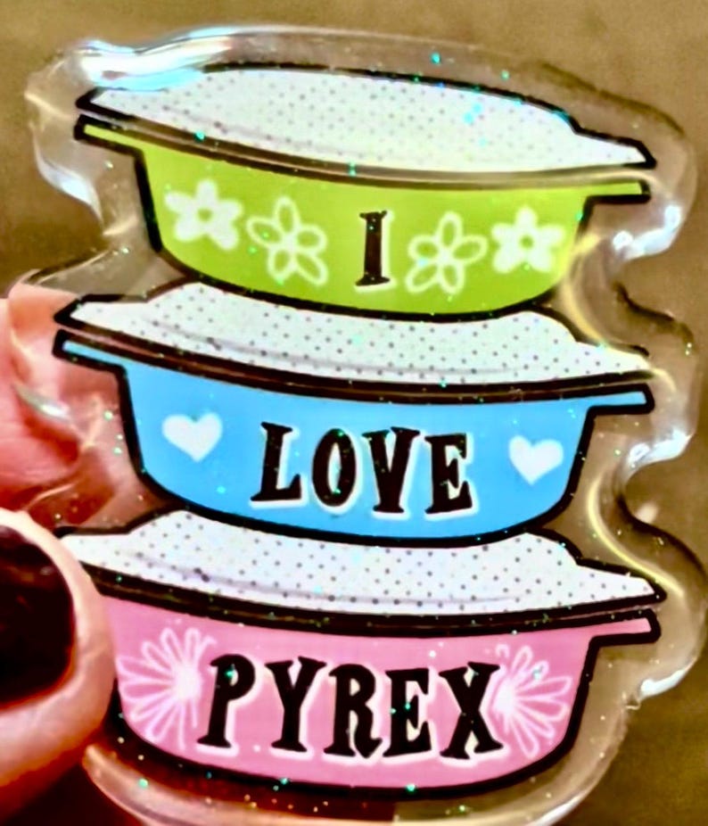 PIN I Love Pyrex Casseroles Theme Acrylic With Glitter - Etsy