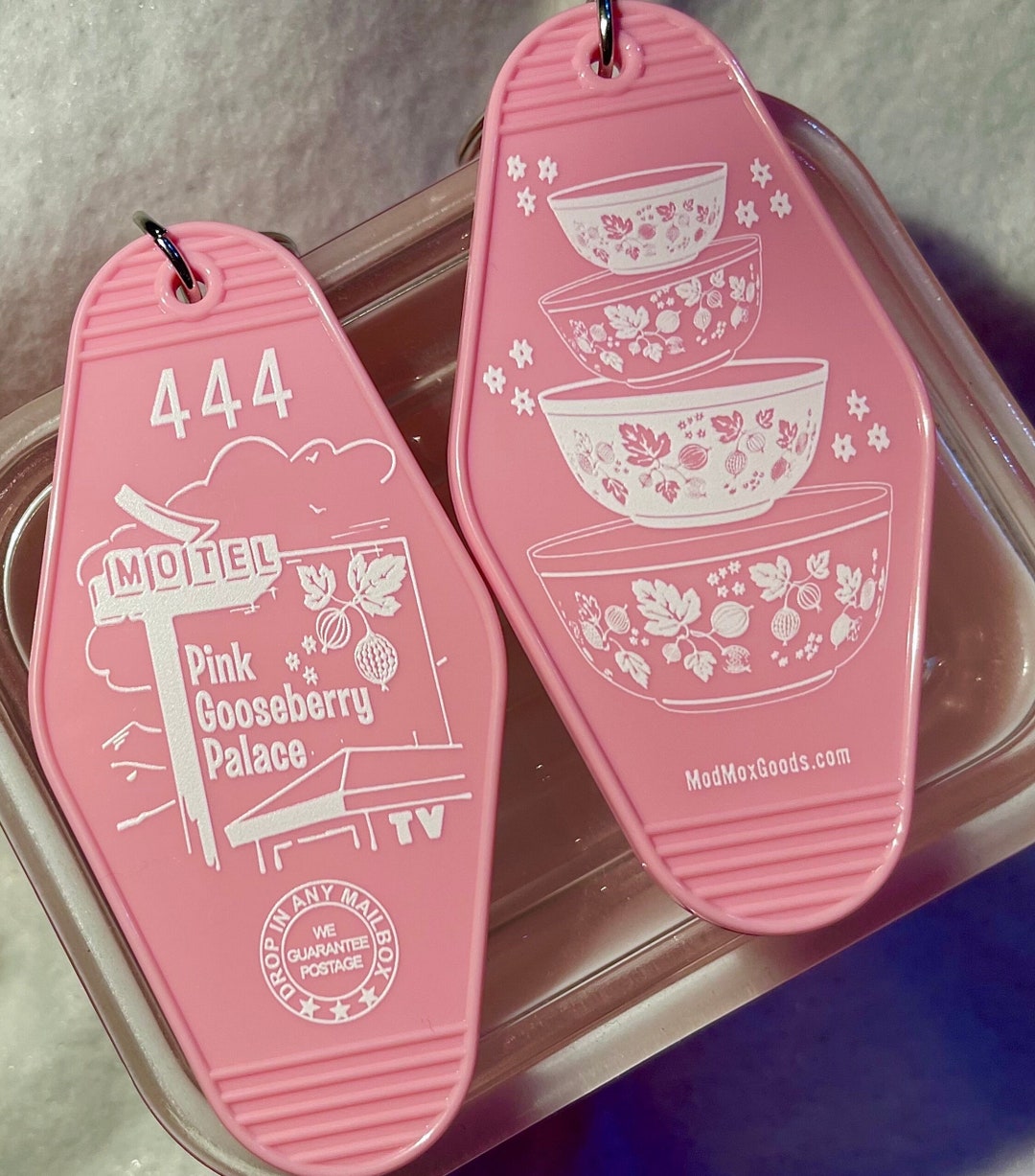 Cosplay for Your Keys! Pyrex Motel Keychain 2 Sides Pink Gooseberry ...