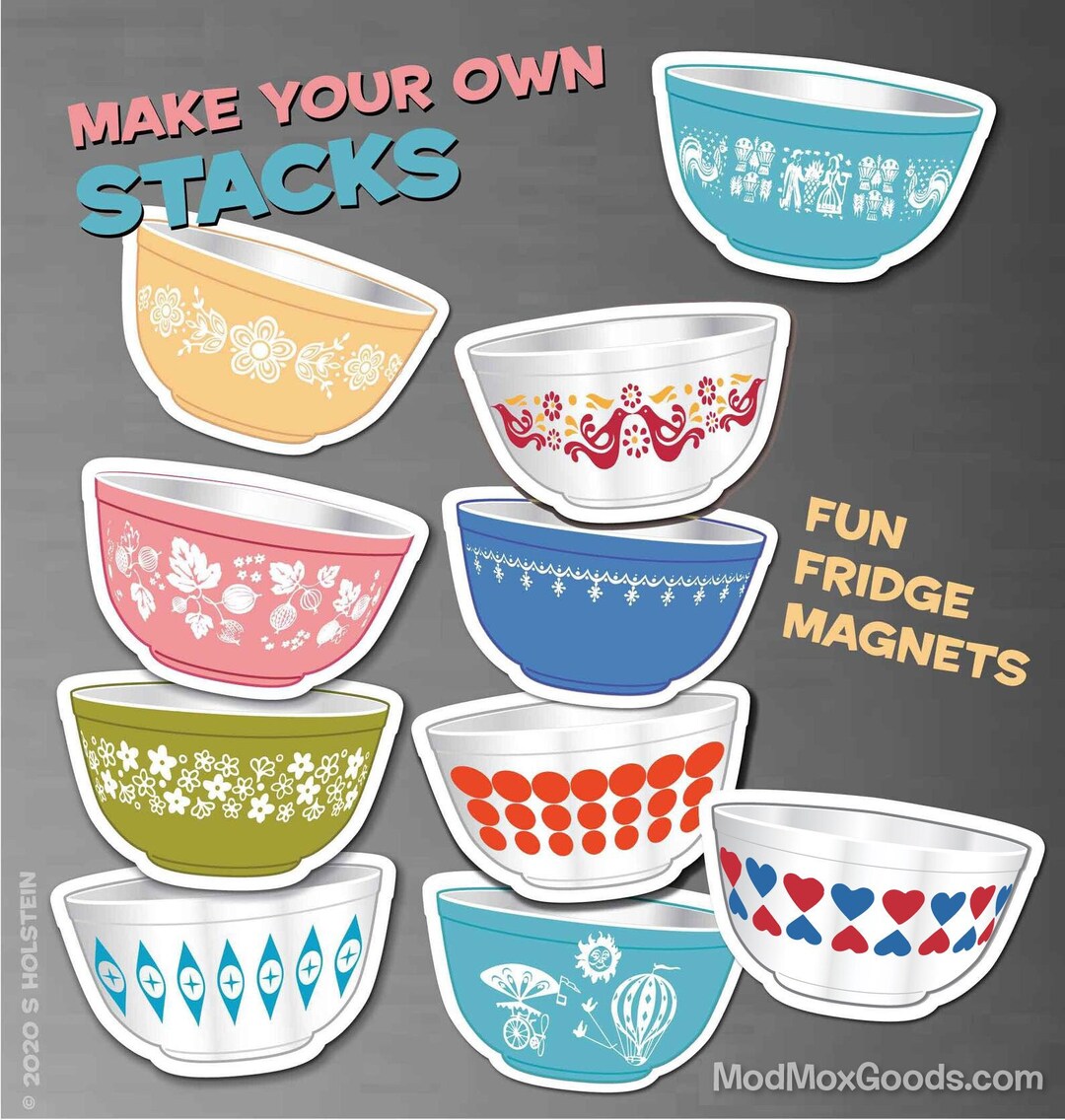 Set 10 Pyrex Bowl Magnets 2.5in Wide Set of All 10 - Etsy
