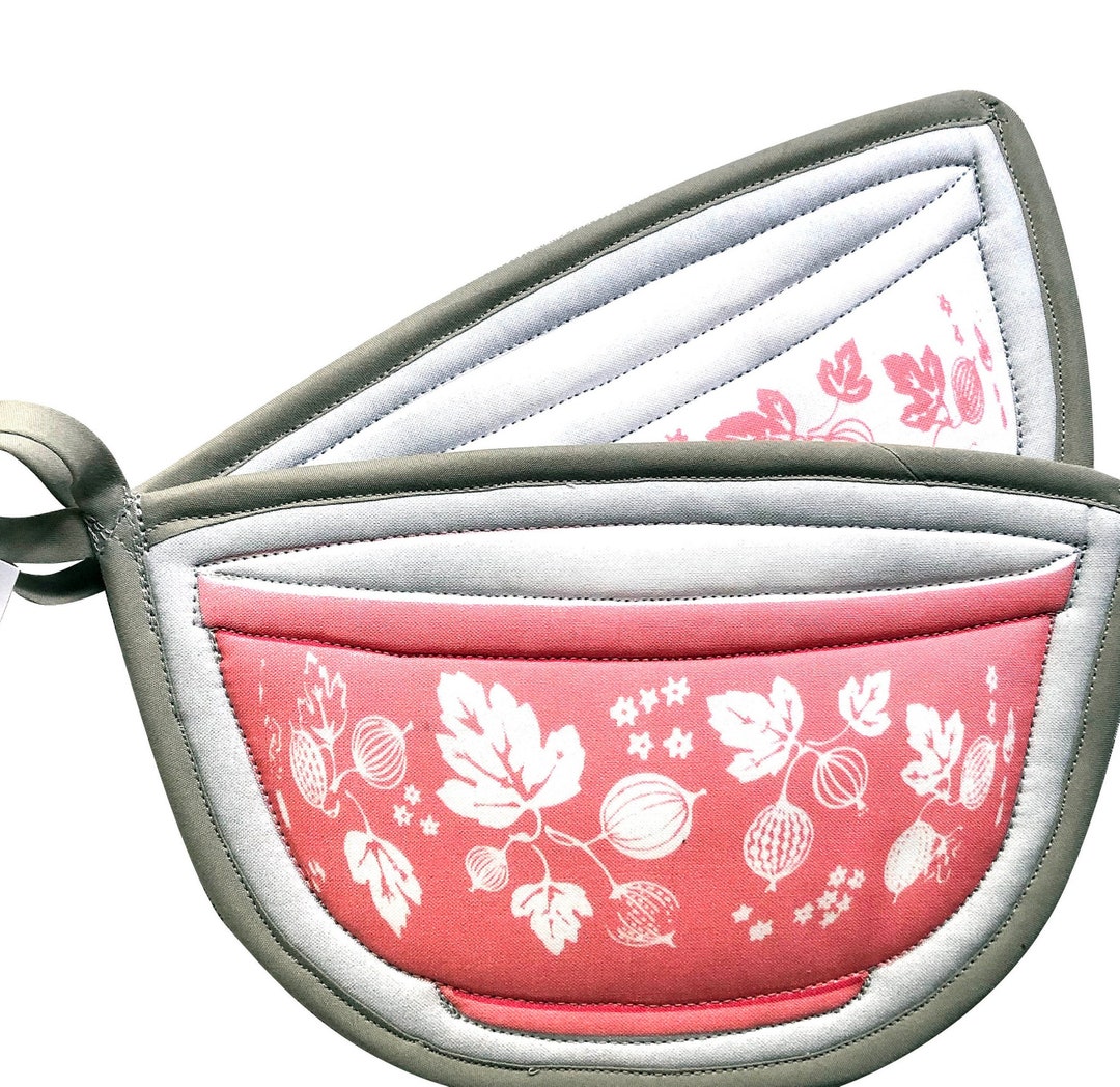 Pyrex Pink Gooseberry Bowl Potholders Bowl Shaped Pot Holders Set of 2 ...
