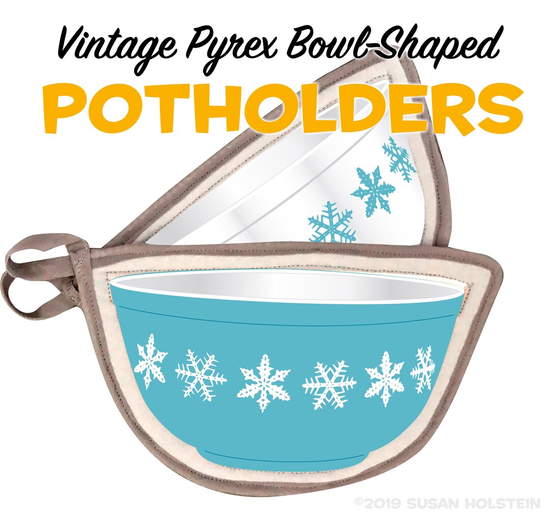 Pyrex Bowl Potholders: Vintage Snowflake Turquoise Design - Etsy