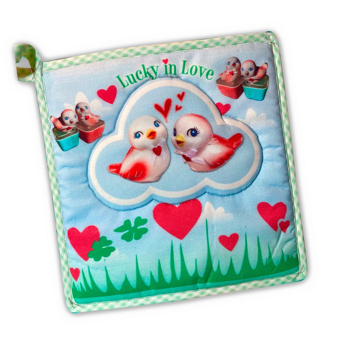 Potholder Pyrex Lucky in Love Theme Kitschy Lovebirds Models Who Posed ...