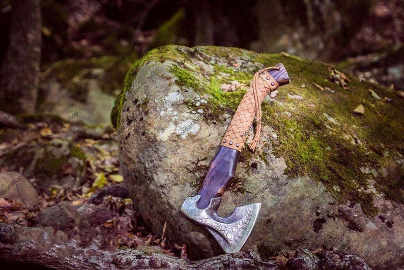 Hand Forged Carbon Steel Viking Axe: Leather Wrapped Handle - Etsy