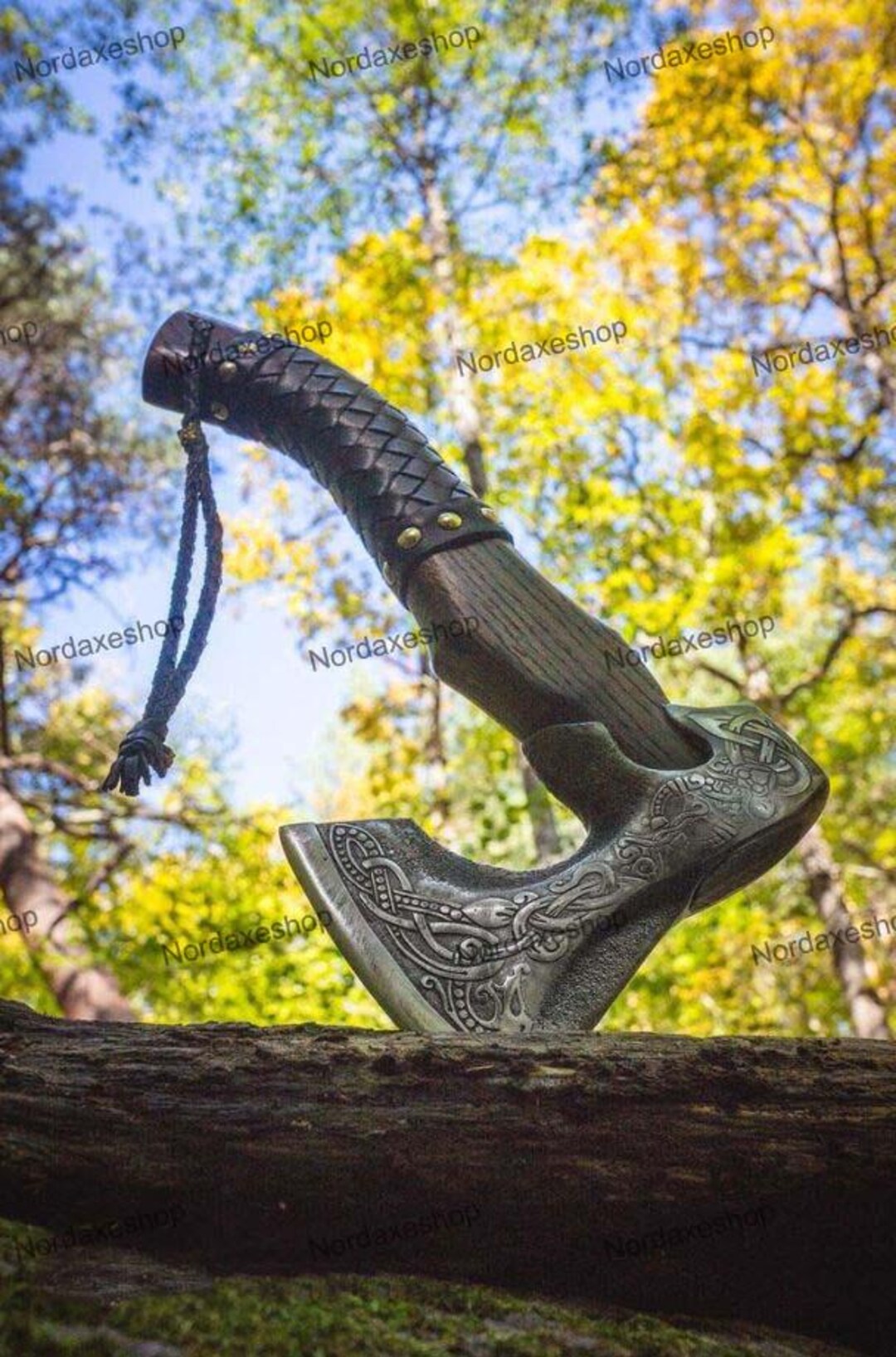 Hand Forged Carbon Steel Viking Axe: Leather Wrapped Handle - Etsy