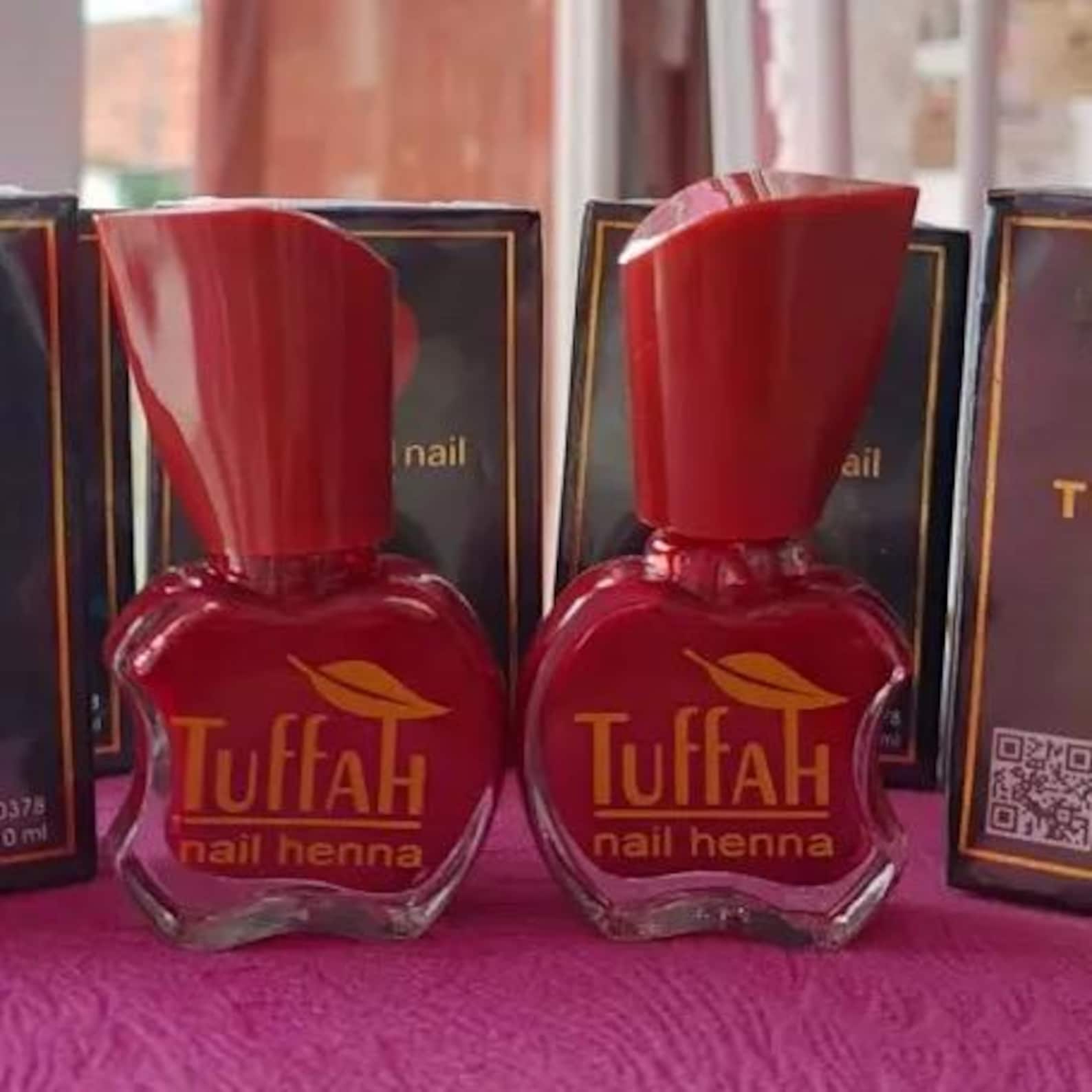 Tuffah Nail Henna Red Apple Shape - Peel off Halal Nail Polish, Fast ...