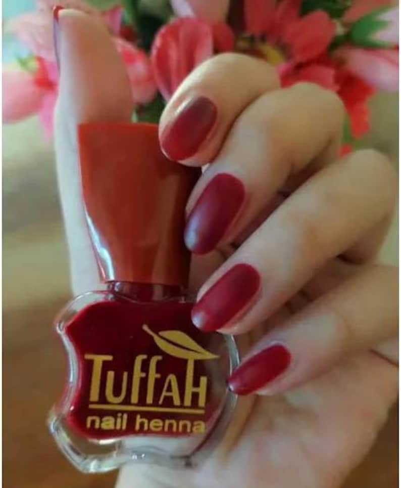 Tuffah Nail Henna Red Apple Shape - Peel off Halal Nail Polish, Fast ...