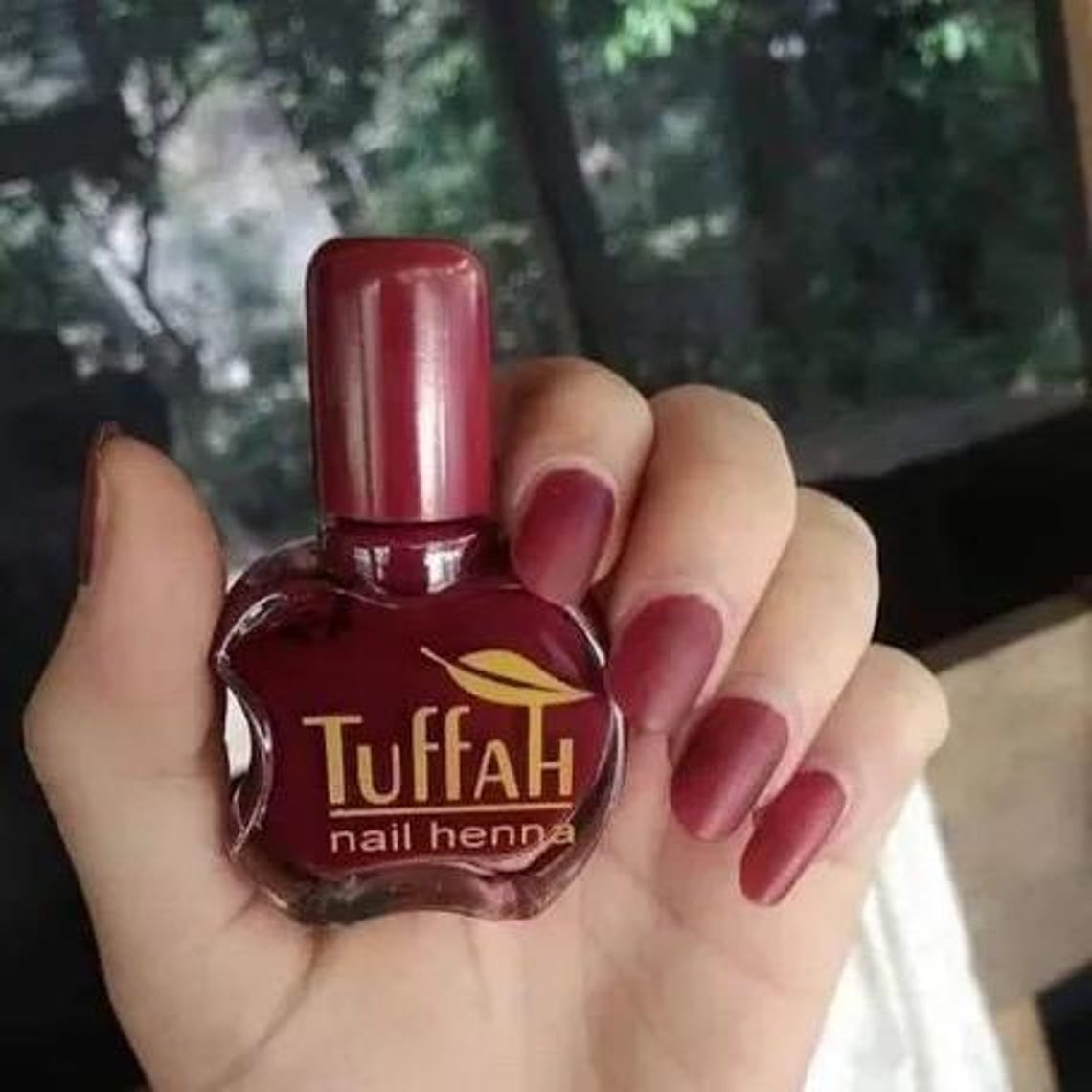 Tuffah Nail Henna Red Apple Shape - Peel off Halal Nail Polish, Fast ...