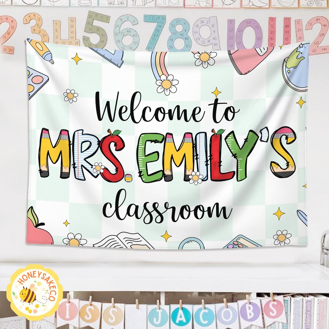 Custom Classroom Tapestry, Classroom Decor, Custom Teachers Name Wall ...