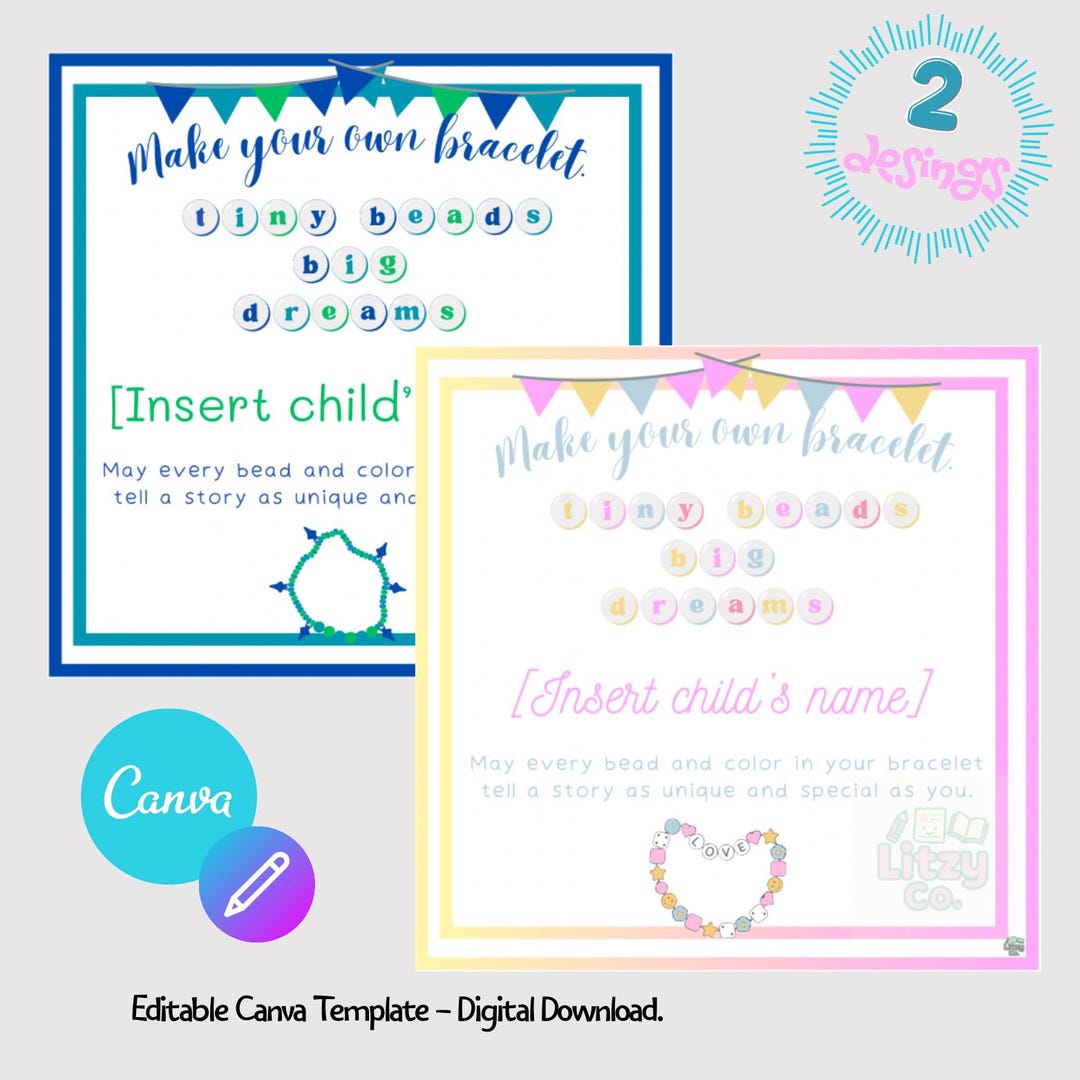 Editable Friendship Bracelet Card Bundle – Printable Gift Tags for Kids ...