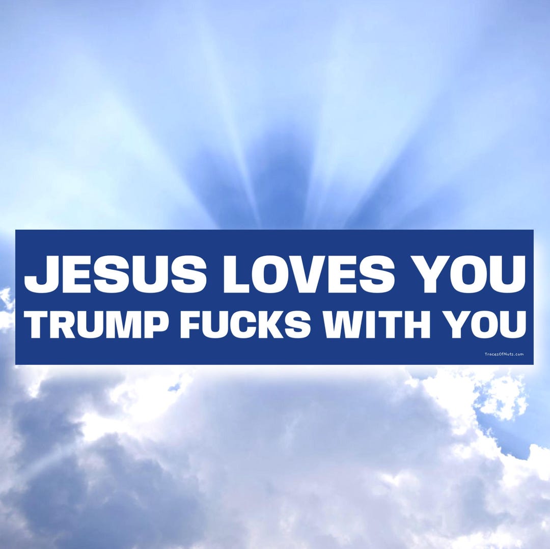 Funny Trump Bumper Sticker: Provocative Vinyl Car Decal (white / Blue ...