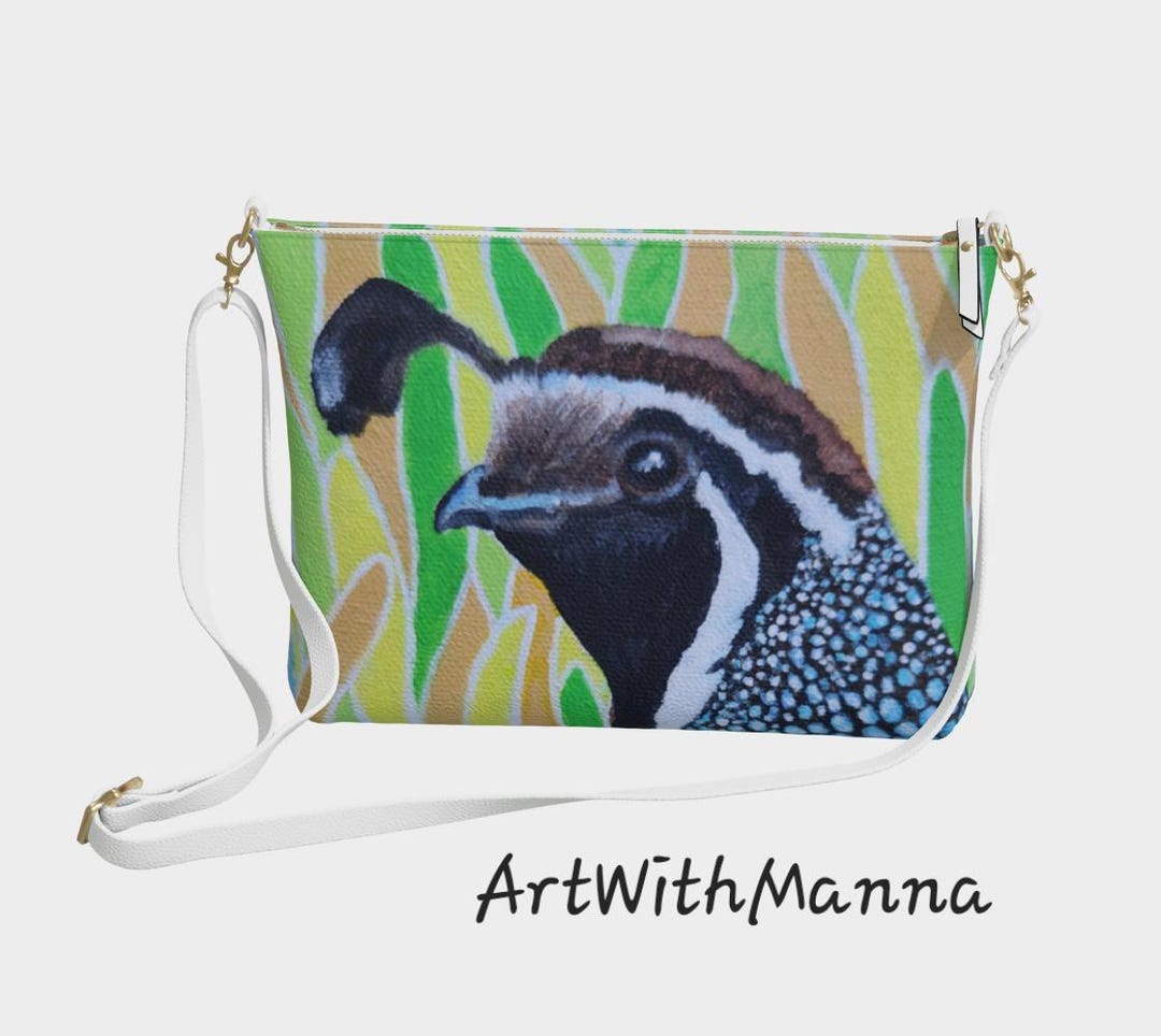 Quail Vegan Leather Crossbody Purse, Bag Featuring Original Bird Art - Etsy