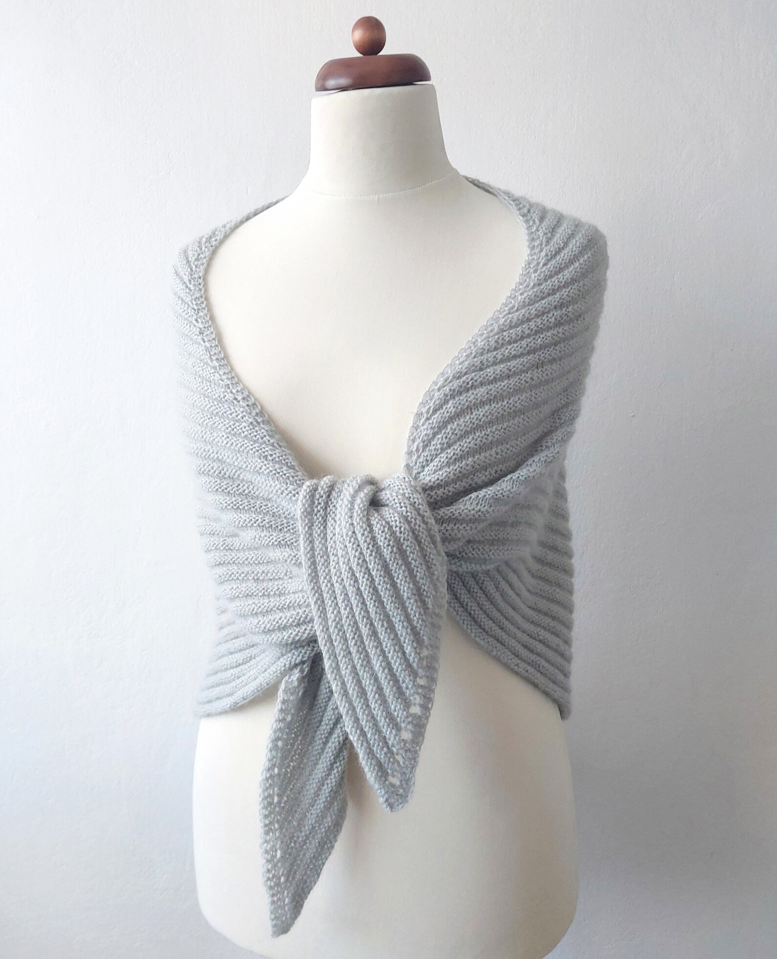 Minimalist Gray Shawl, Handknit Triangle Scarf With Wool and Mohair - Etsy