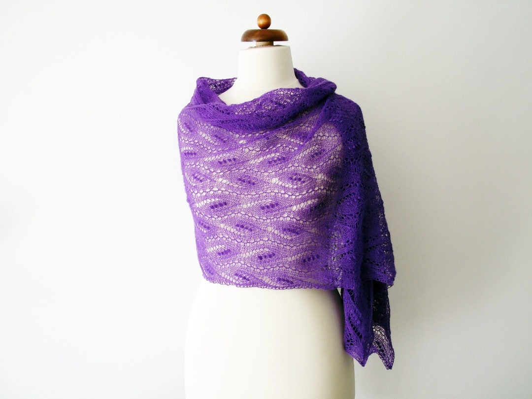 Purple Lace Shawl Handknit From Fine Delicate Wool - Etsy