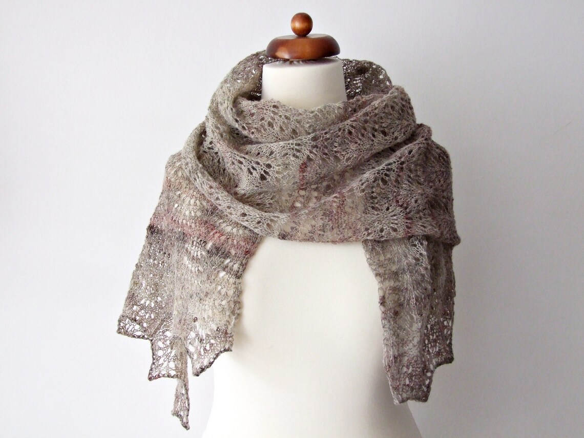 Rustic Lace Shawl Handknit From Wool in Natural Earthy Colors - Etsy
