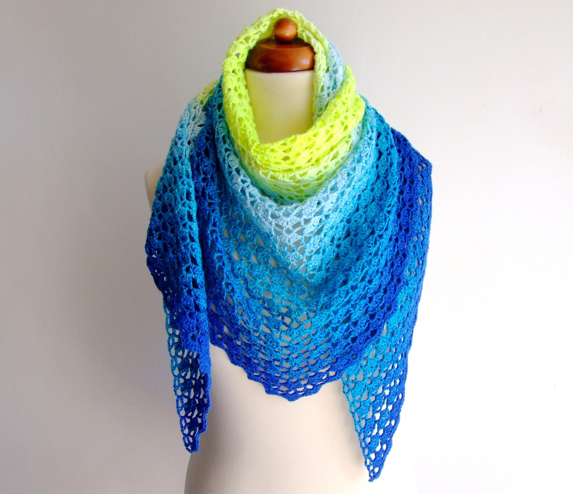 Colorful Shawl Hand Crocheted From Cotton/acrylic Blend, Various Colors ...