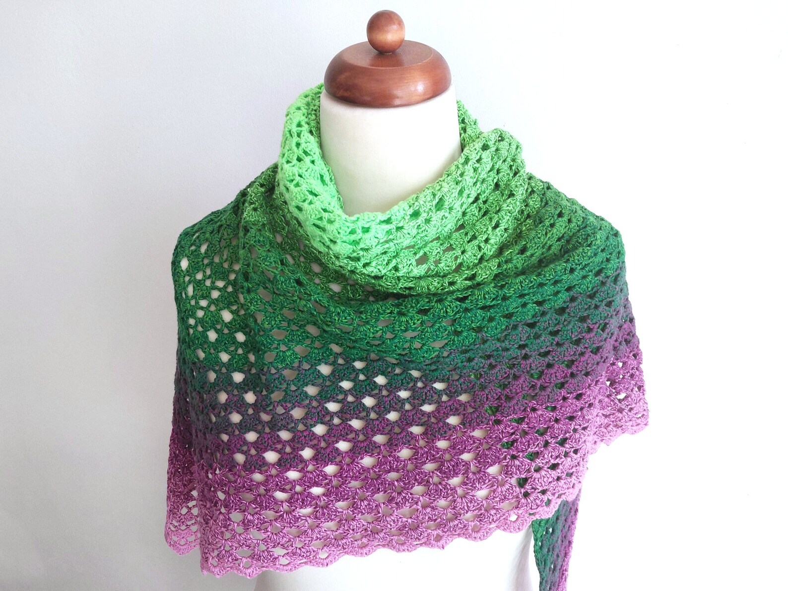 Colorful Shawl Hand Crocheted From Cotton/acrylic Blend, Various Colors ...